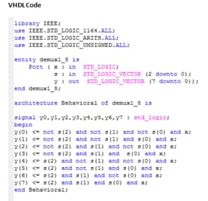 VHDL code for 1 to 8 demux using signal assignment statement - HameroHa