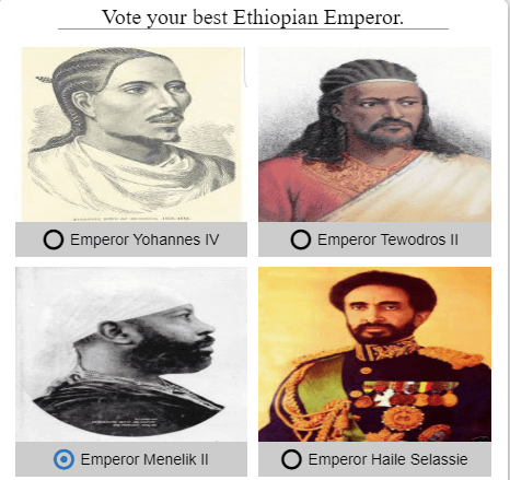 Vote for Ethiopian Emperors - HameroHa Online Promotion